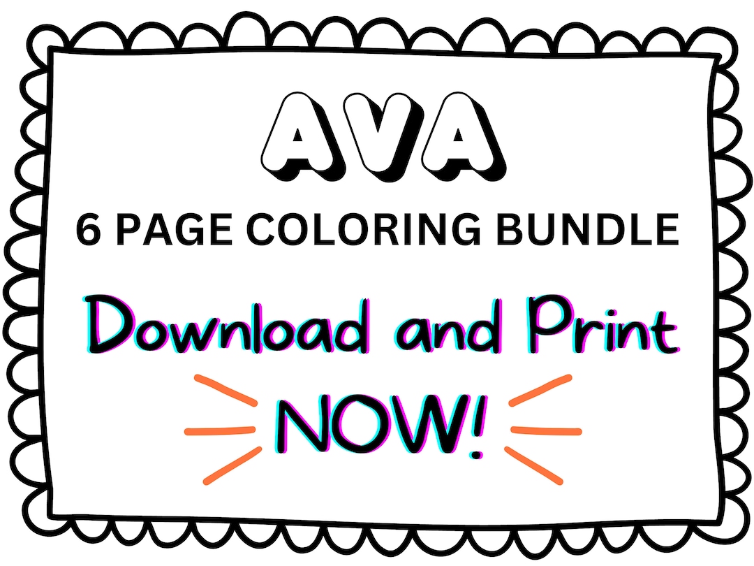 Ava Coloring Page Printable Name Coloring Page Custom Etsy