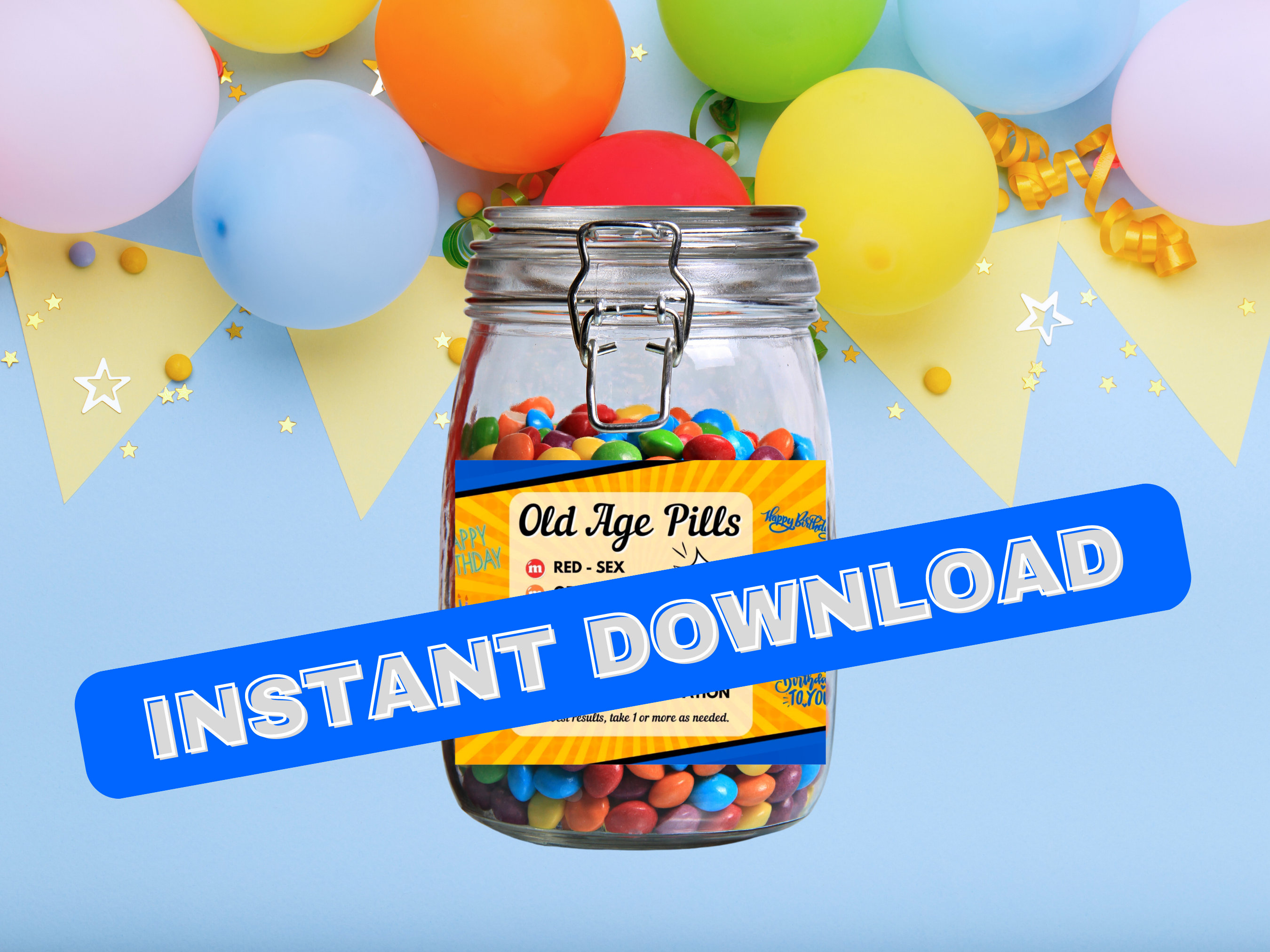 Old Age Pills | Printable Label | Over the Hill | Gag Gift | Funny Gift ...