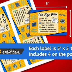 Old Age Pills | Printable Label | Over the Hill | Gag Gift | Funny Gift ...