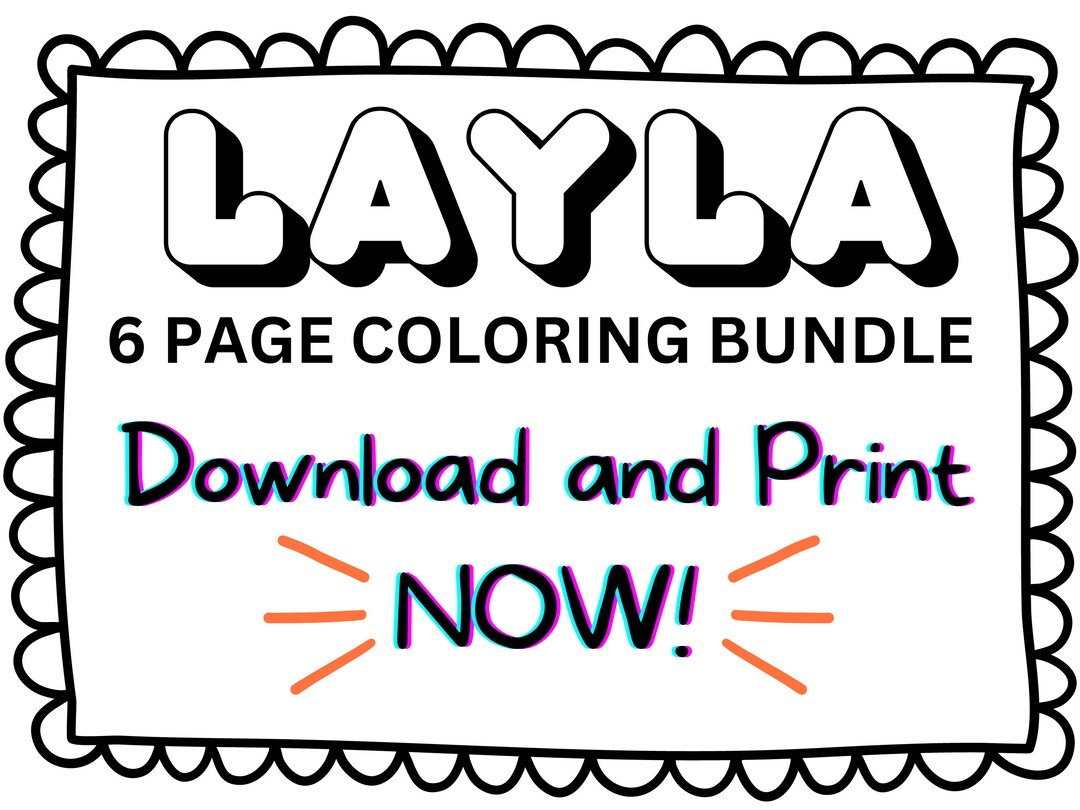 Layla Coloring Page Printable Name Coloring Page Custom - Etsy