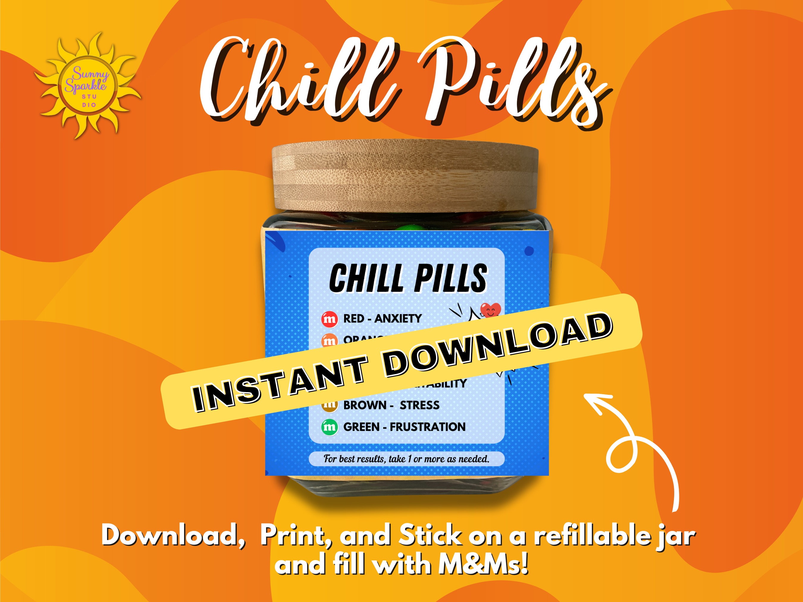 Chill Pills Printable Label | Office Treat Jar | DIY Gift | Funny Gift ...