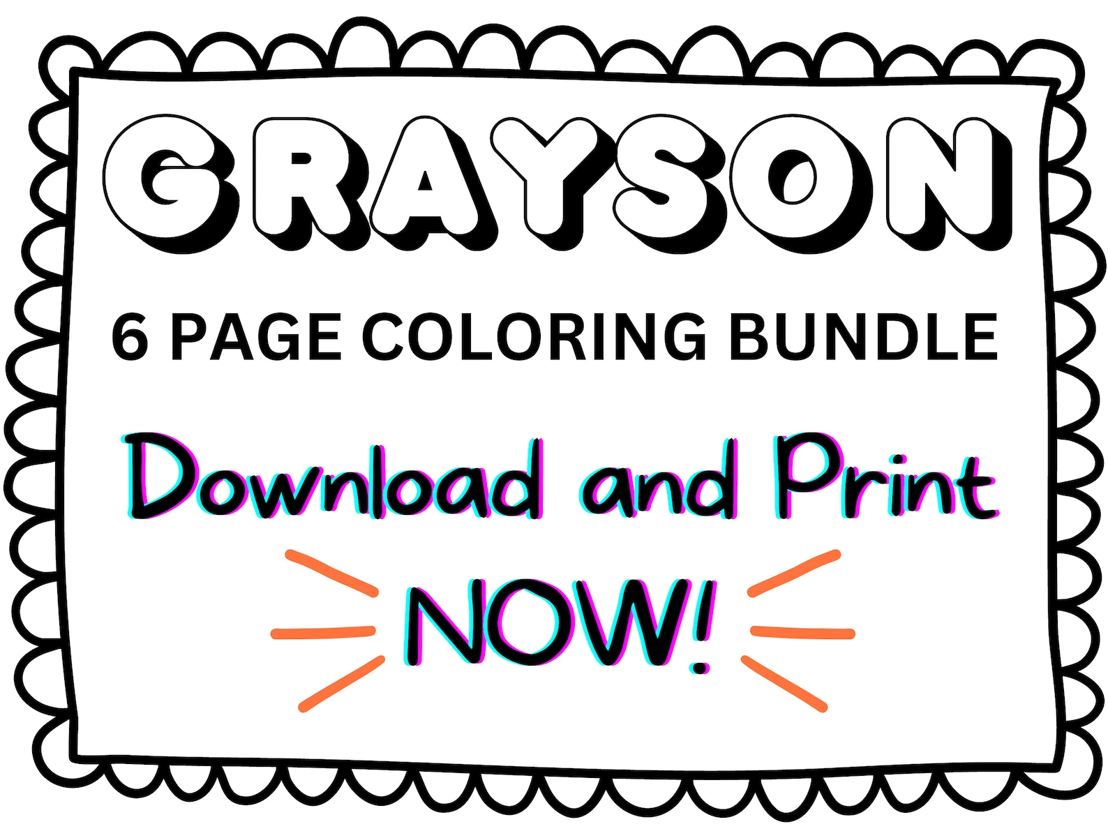 Grayson Coloring Page Printable Name Coloring Page, Custom Coloring ...