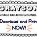 Grayson Coloring Page Printable Name Coloring Page, Custom Coloring ...