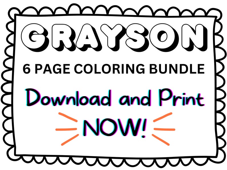 Grayson Coloring Page Printable Name Coloring Page, Custom Coloring ...