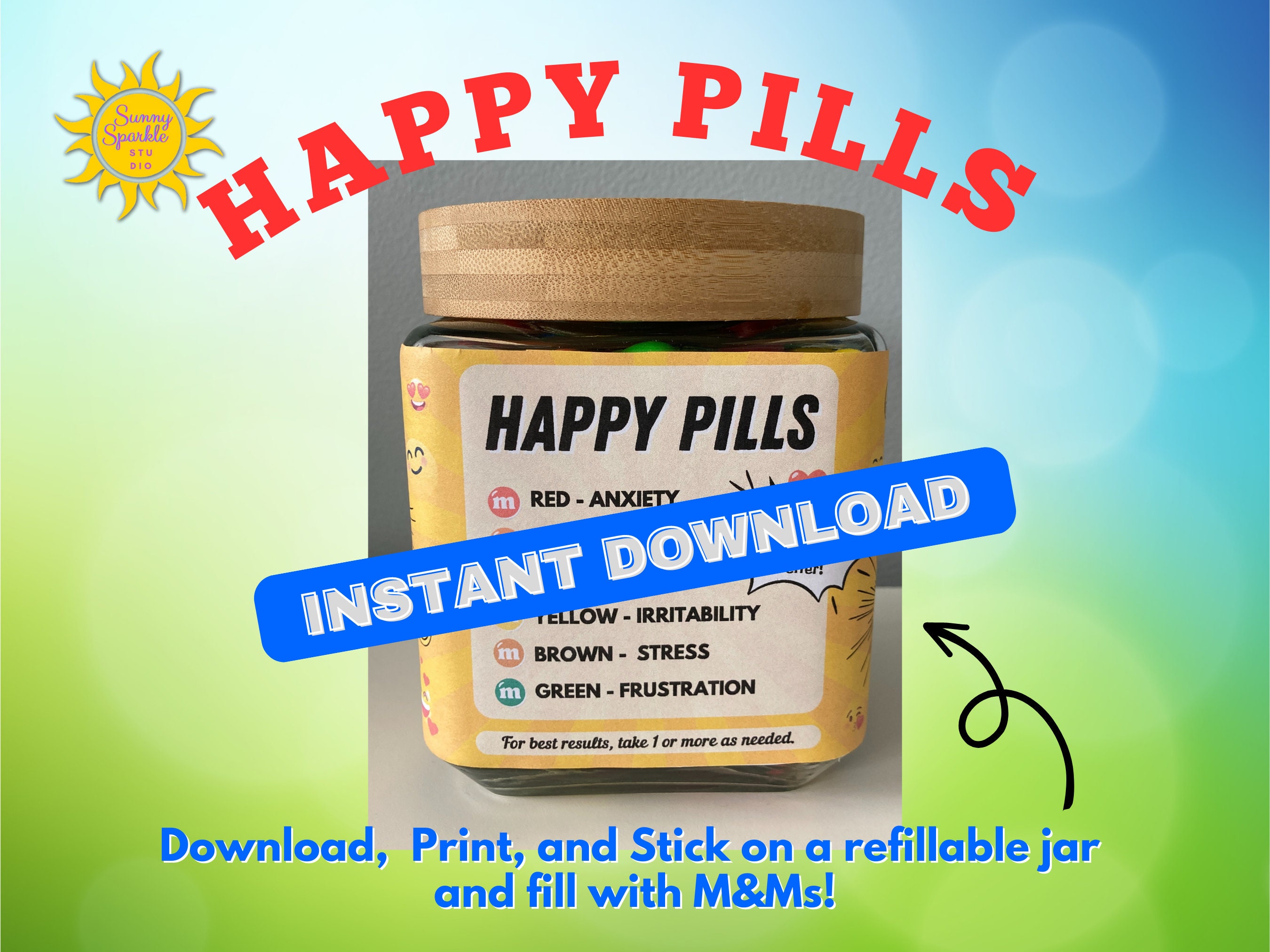 Happy Pills Printable Label | Instant Download | Easy Gift - Etsy