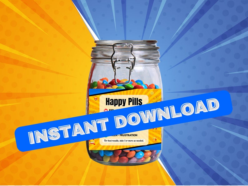 Happy Pills Printable Label Gag Gift Fun Gift Novelty Candy Label ...