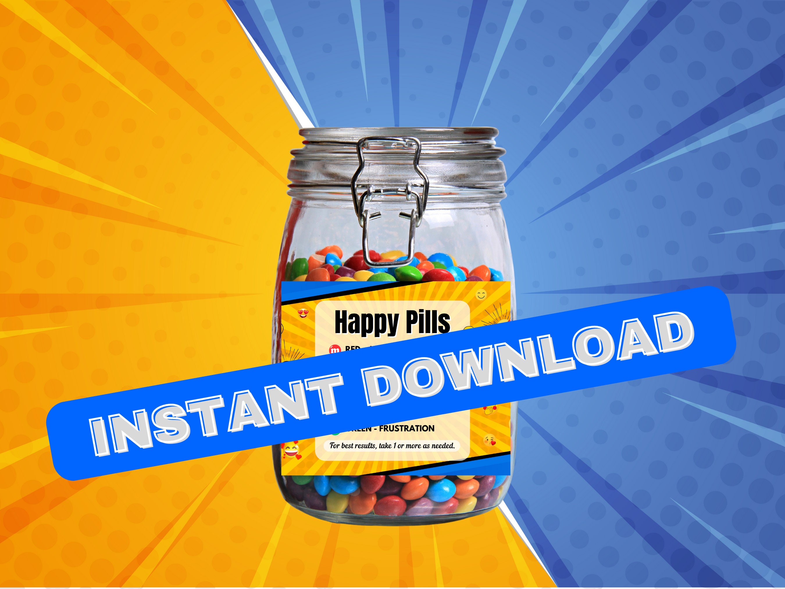 Happy Pills Printable Label Gag Gift Fun Gift Novelty Candy Label ...