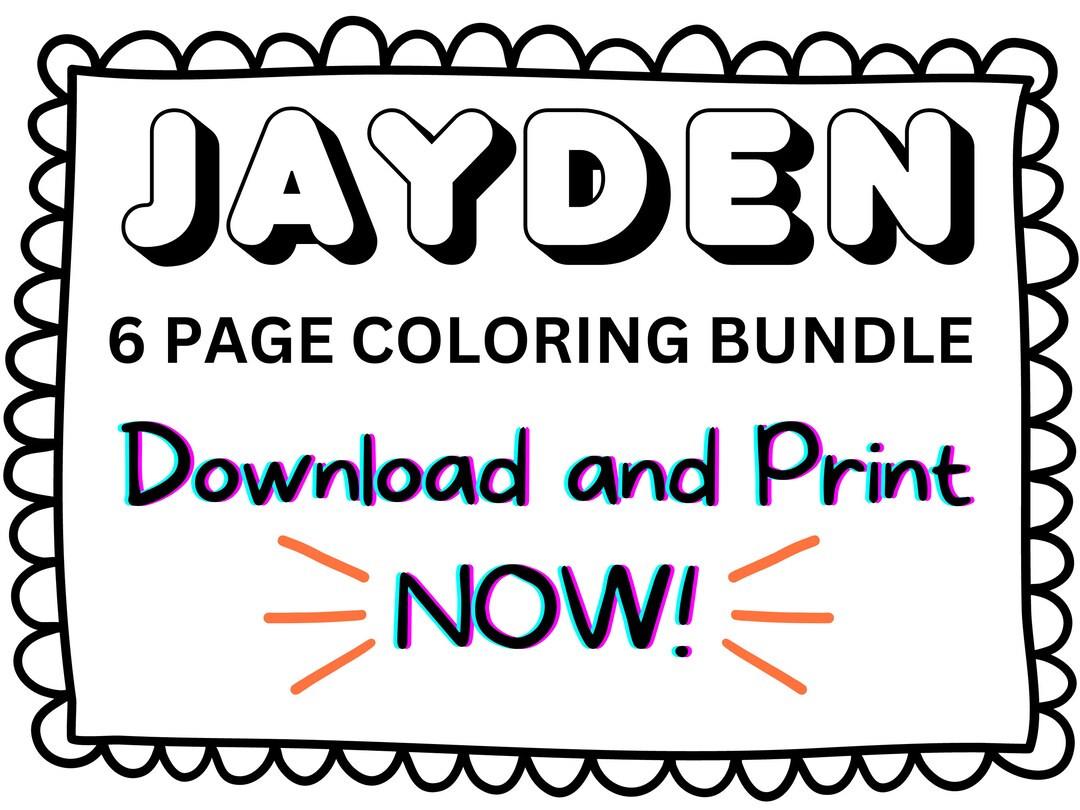 Jayden Coloring Page Printable Name Coloring Page, Custom Coloring ...