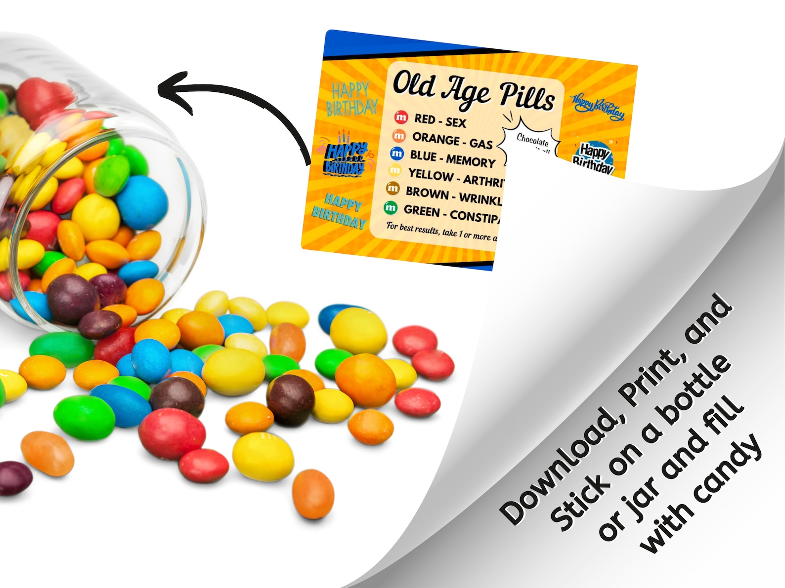 Old Age Pills | Printable Label | Over the Hill | Gag Gift | Funny Gift ...