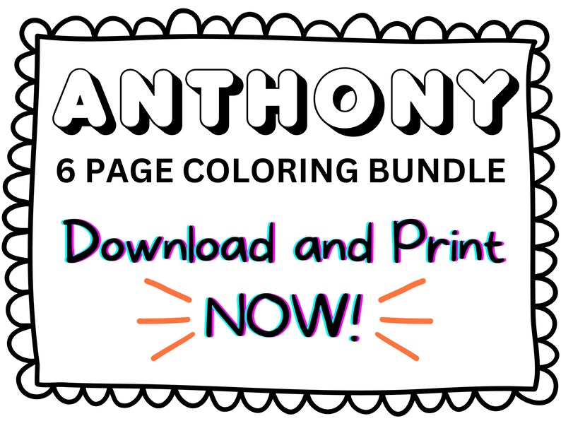 Anthony Coloring Page Printable Name Coloring Page, Custom Coloring ...