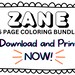 Zane Coloring Page Printable Name Coloring Page, Custom Coloring ...