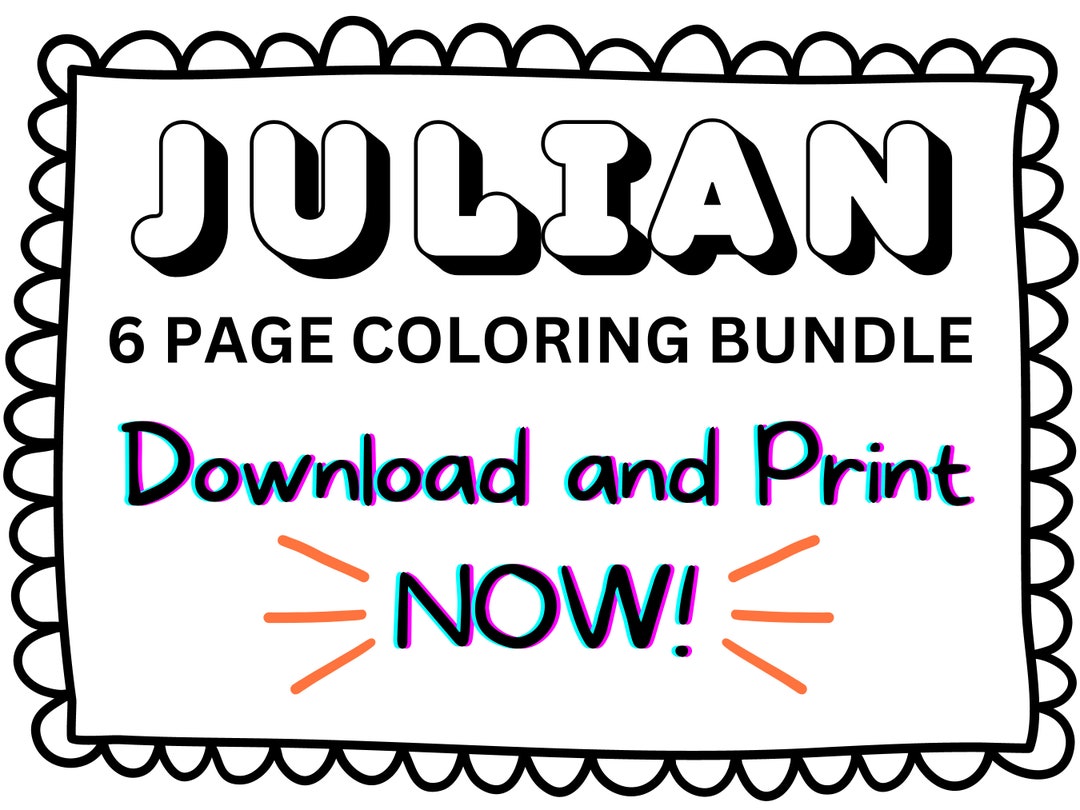 Julian Coloring Page Printable Name Coloring Page, Custom Coloring ...