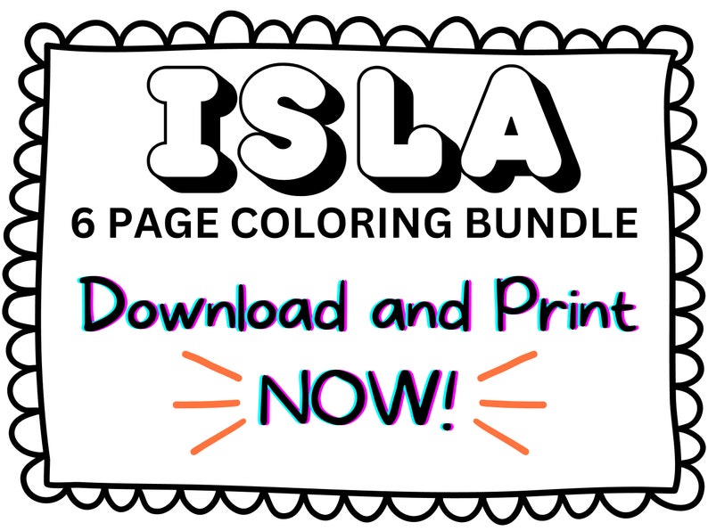 Isla Coloring Page Printable Name Coloring Page Custom - Etsy