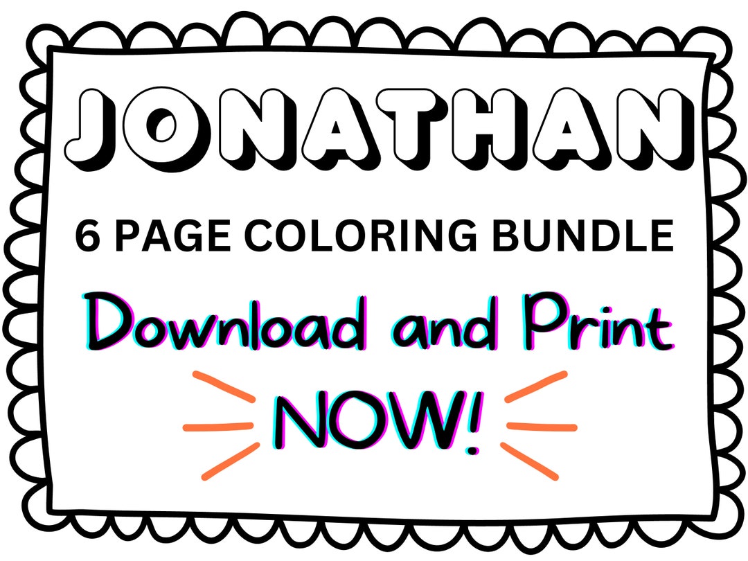 Jonathan Coloring Page Printable Name Coloring Page, Custom Coloring ...