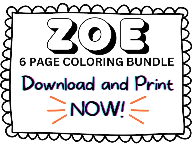 Zoe Coloring Page Printable Name Coloring Page, Custom Coloring ...