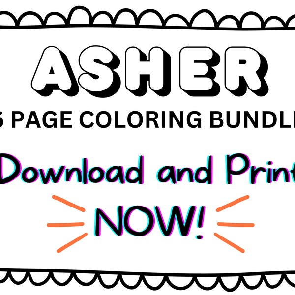 Asher Coloring Pages - Etsy UK