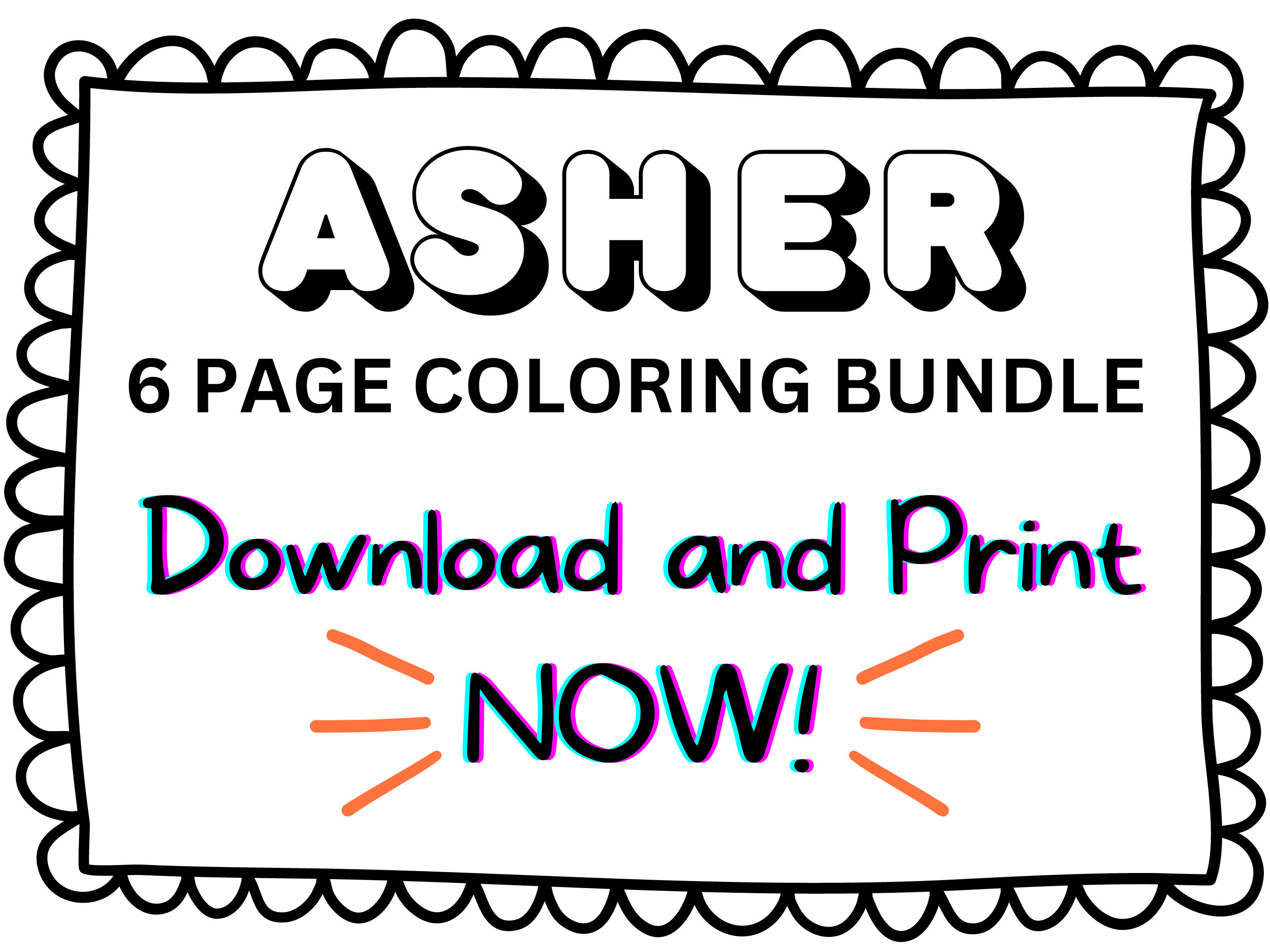Asher Coloring Page Printable Name Coloring Page Custom - Etsy
