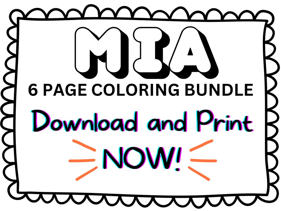 Mia Coloring Page Printable Name Coloring Page, Custom Coloring ...