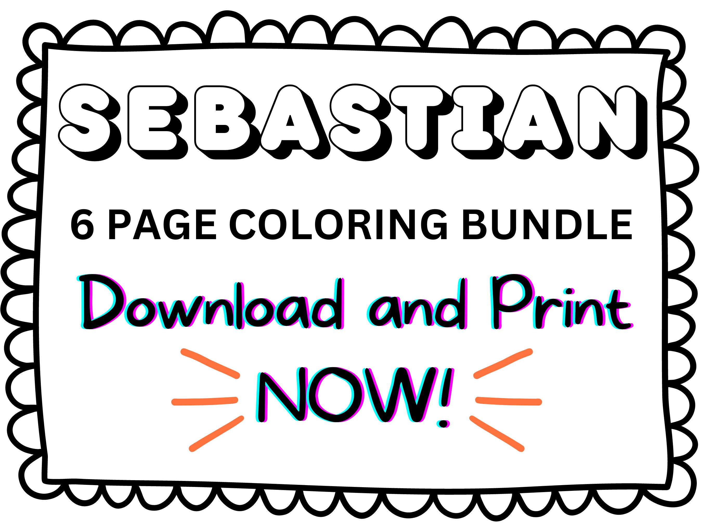 Sebastian Coloring Page Printable Name Coloring Page, Custom Coloring ...