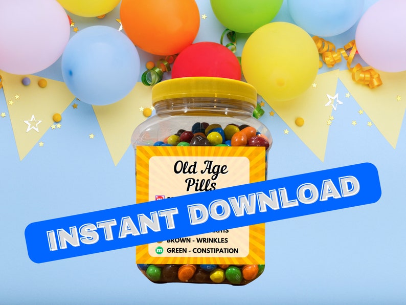 Old Age Pills Printable Label | Old Age Humor | Funny Old Age Gift ...