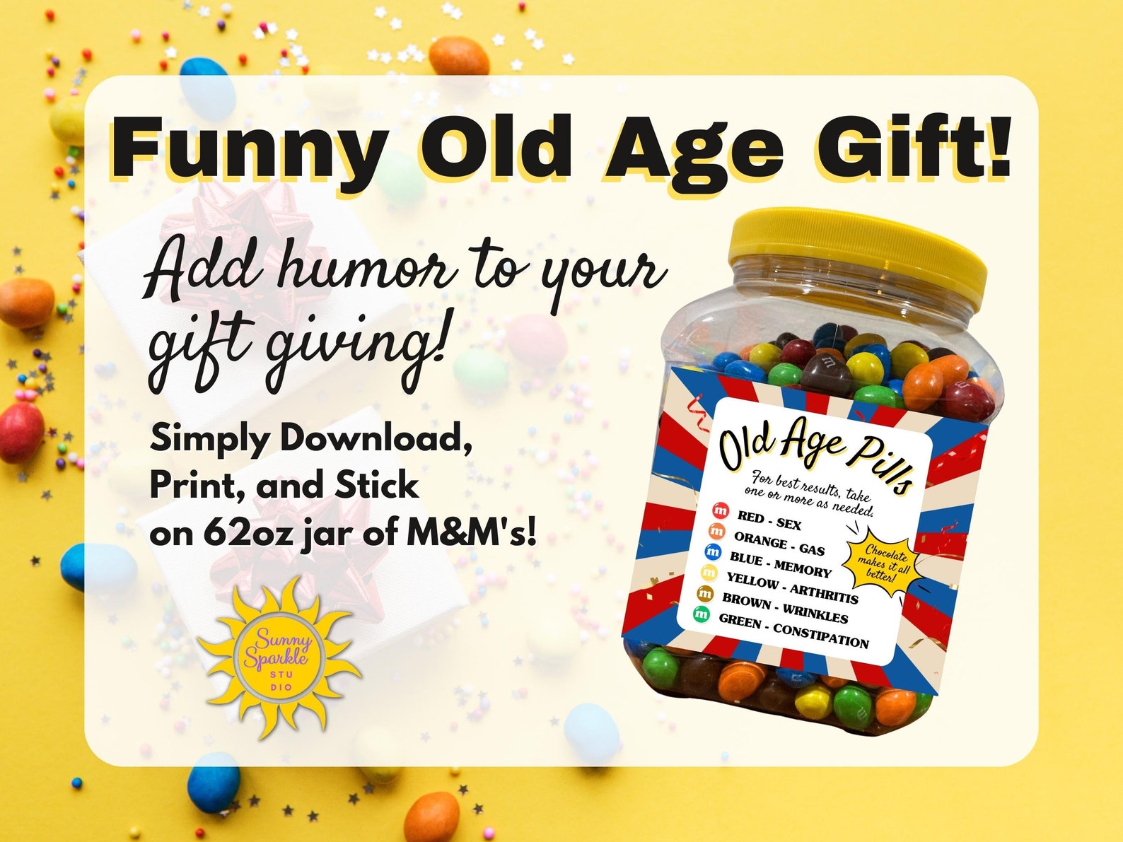 Old Age Gift | Over the Hill Gift | Old Age Pills Printable Label | Old ...