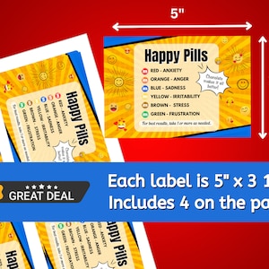 Happy Pills | Printable Label | Gag Gift | Fun Gift | Novelty Candy ...