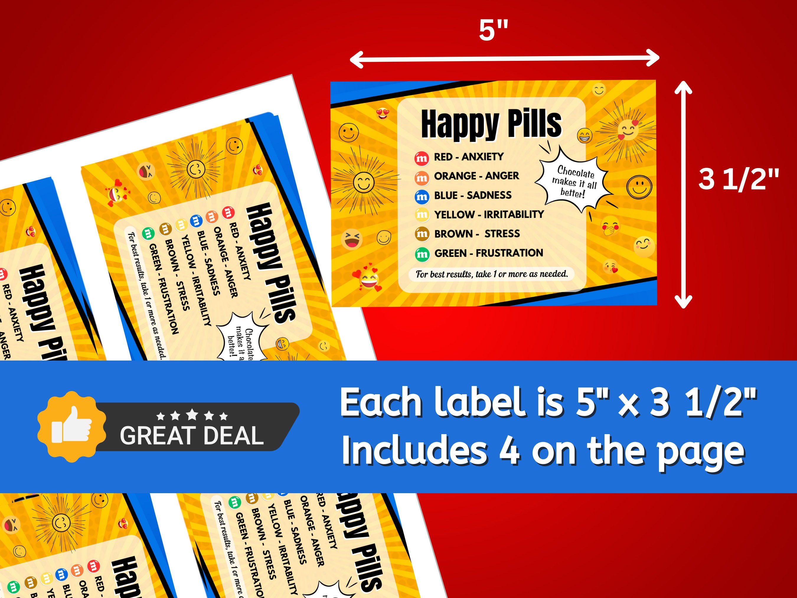 Happy Pills Printable Label Gag Gift Fun Gift Novelty Candy Label ...