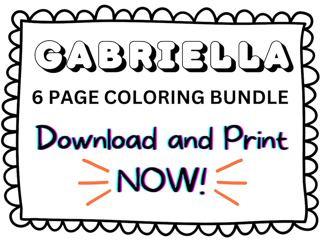 Gabriella Coloring Page Printable Name Coloring Page, Custom Coloring ...