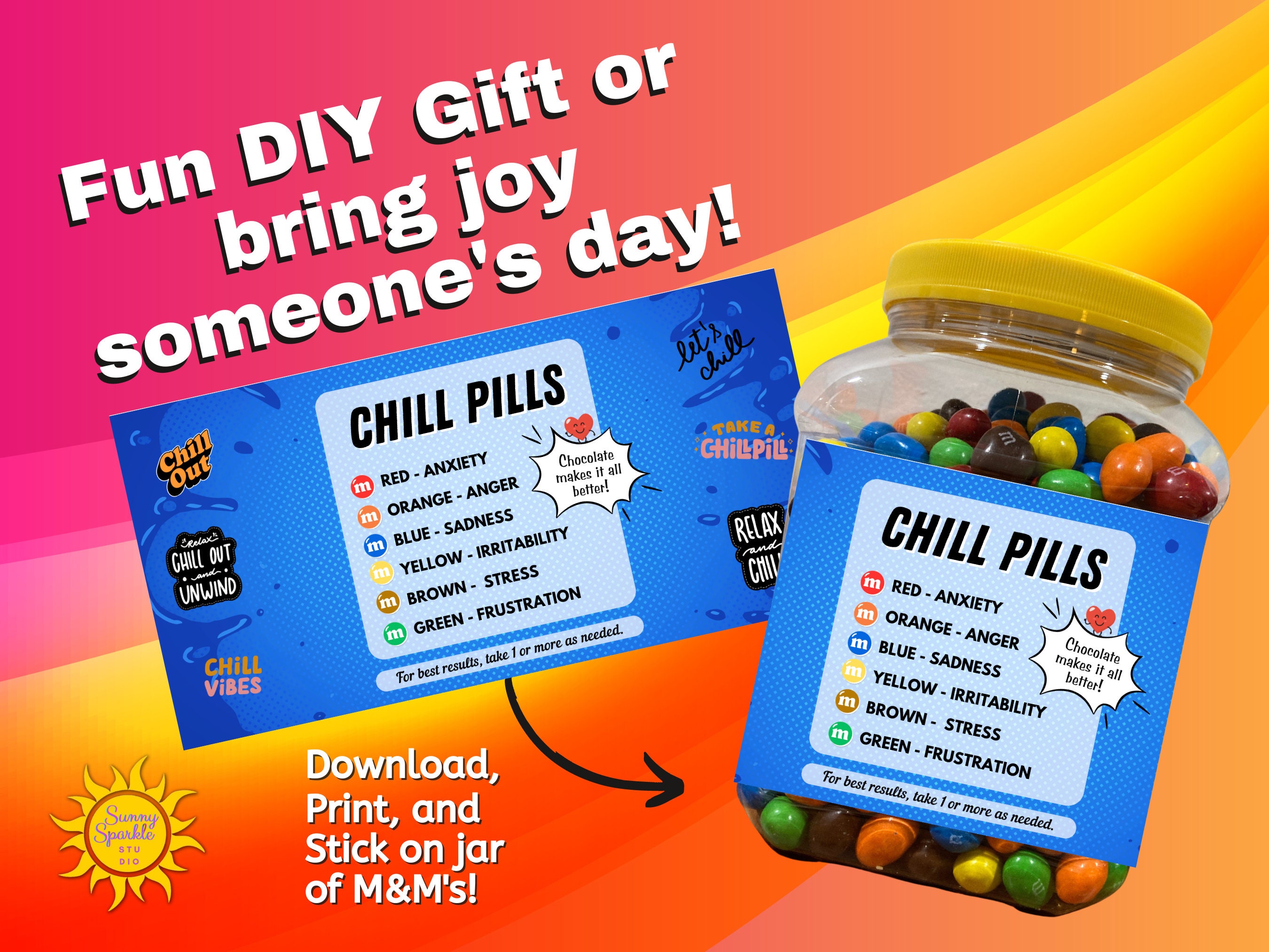Chill Pills Printable Label | Office Treat Jar | DIY Gift | Funny Gift ...
