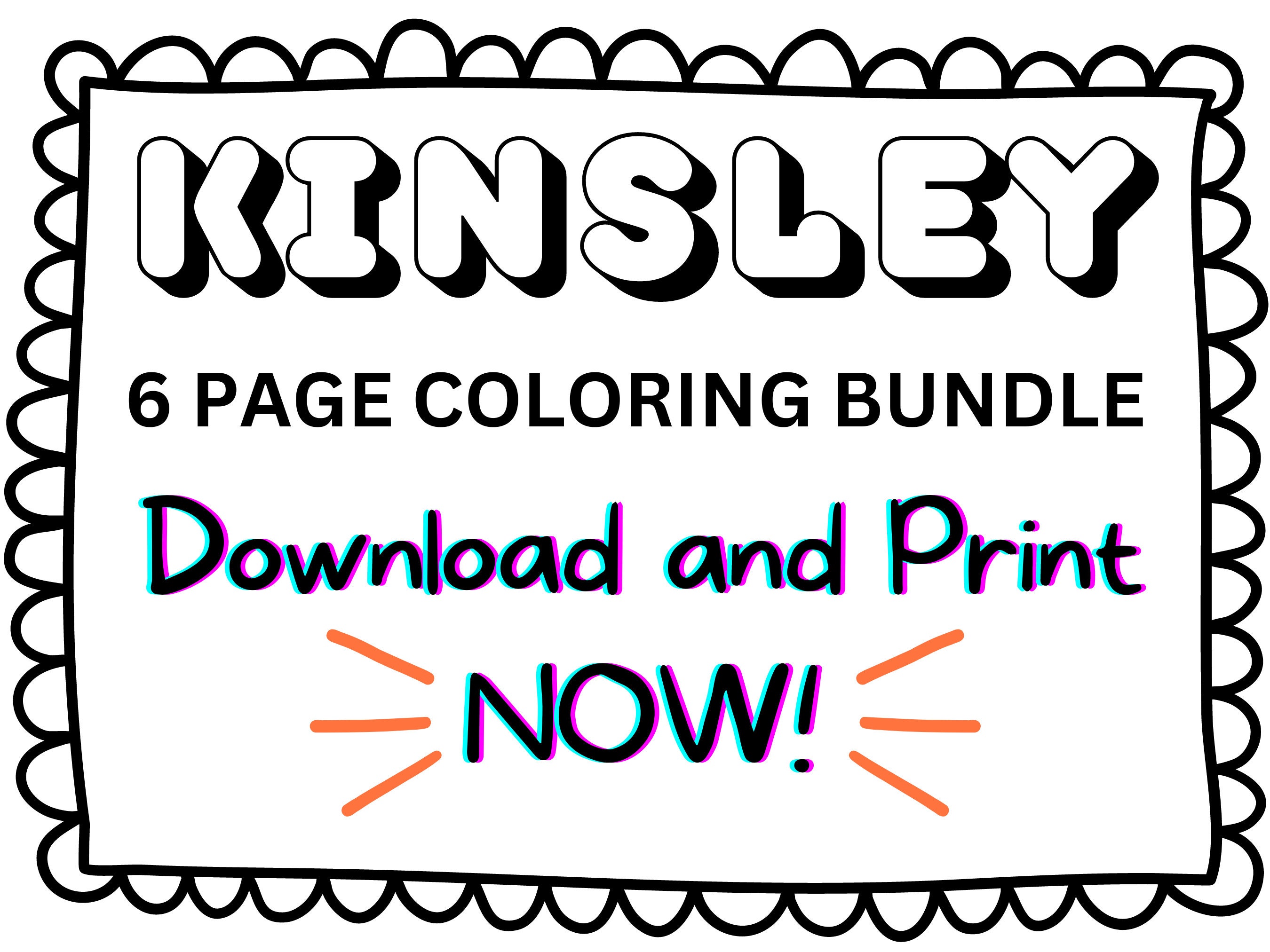 Kinsley Coloring Page Printable Name Coloring Page Custom - Etsy