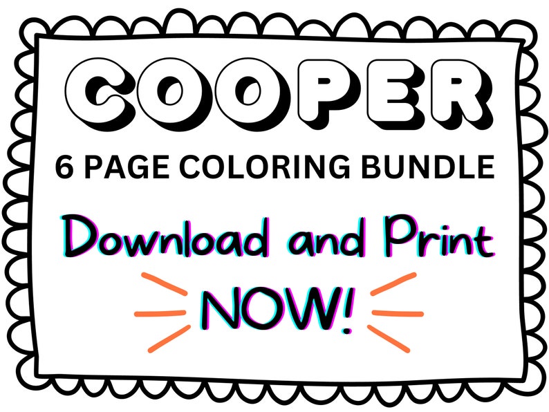 Cooper Coloring Page Printable Name Coloring Page Custom - Etsy Australia