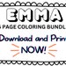 Emma Coloring Page Printable Name Coloring Page, Custom Coloring ...