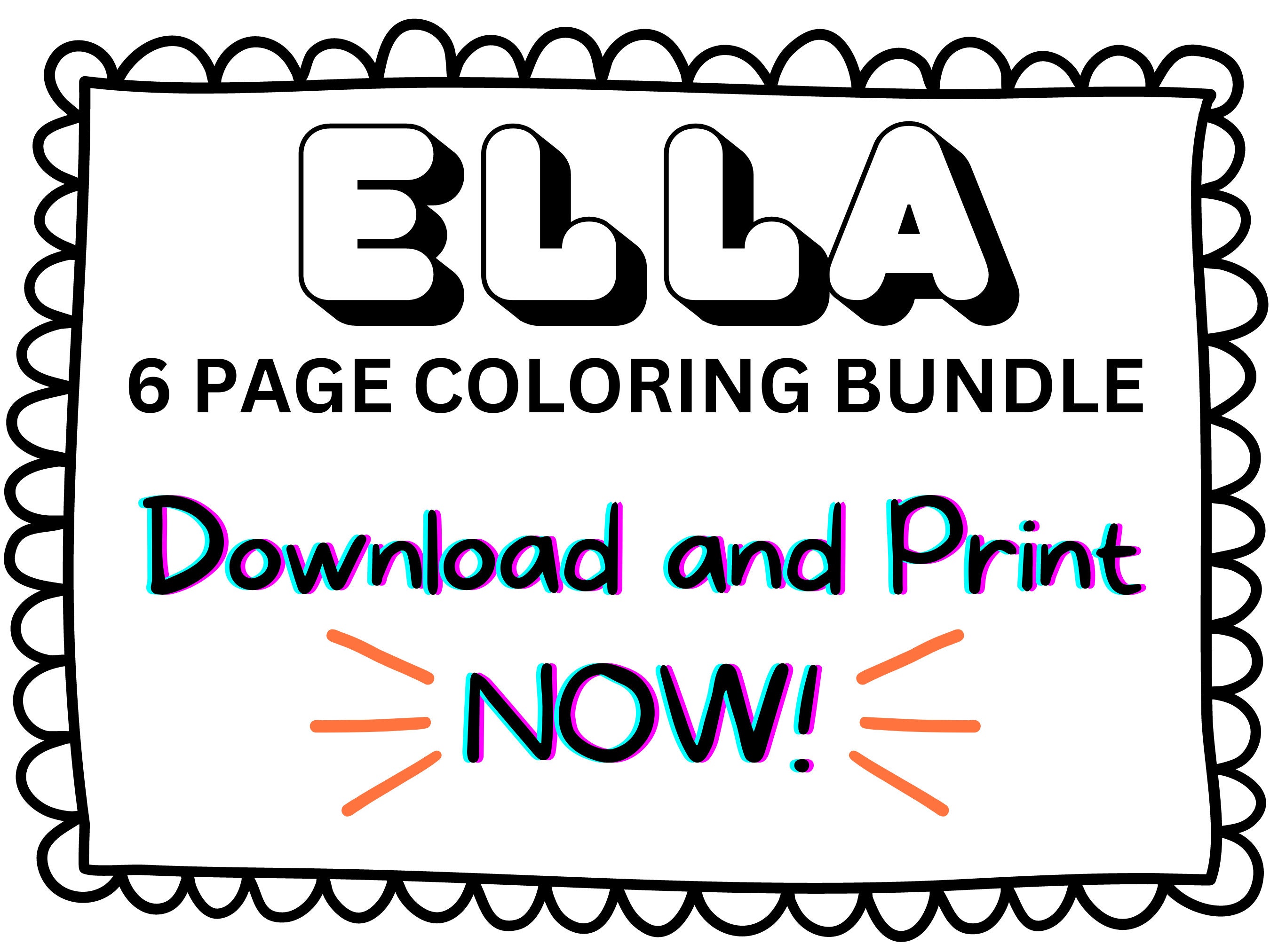 Ella Coloring Page Printable Name Coloring Page, Custom Coloring ... Ella Coloring Page Printable Name Coloring Page, Custom Coloring ...