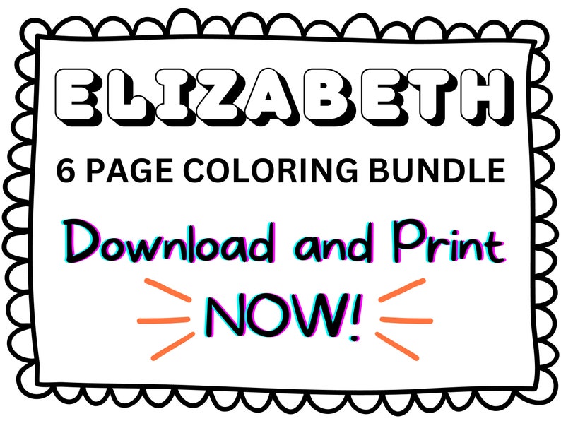 Elizabeth Coloring Page Printable Name Coloring Page, Custom Coloring ...
