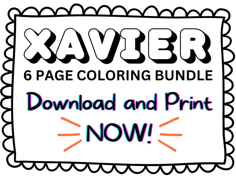 Xavier Coloring Page Printable Name Coloring Page Custom - Etsy