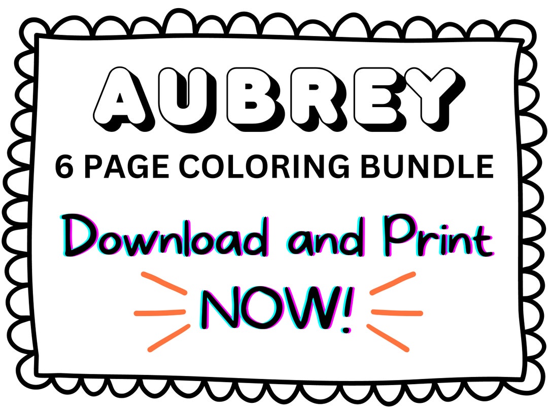 Aubrey Coloring Page Printable Name Coloring Page Custom Coloring Personalized T Colouring