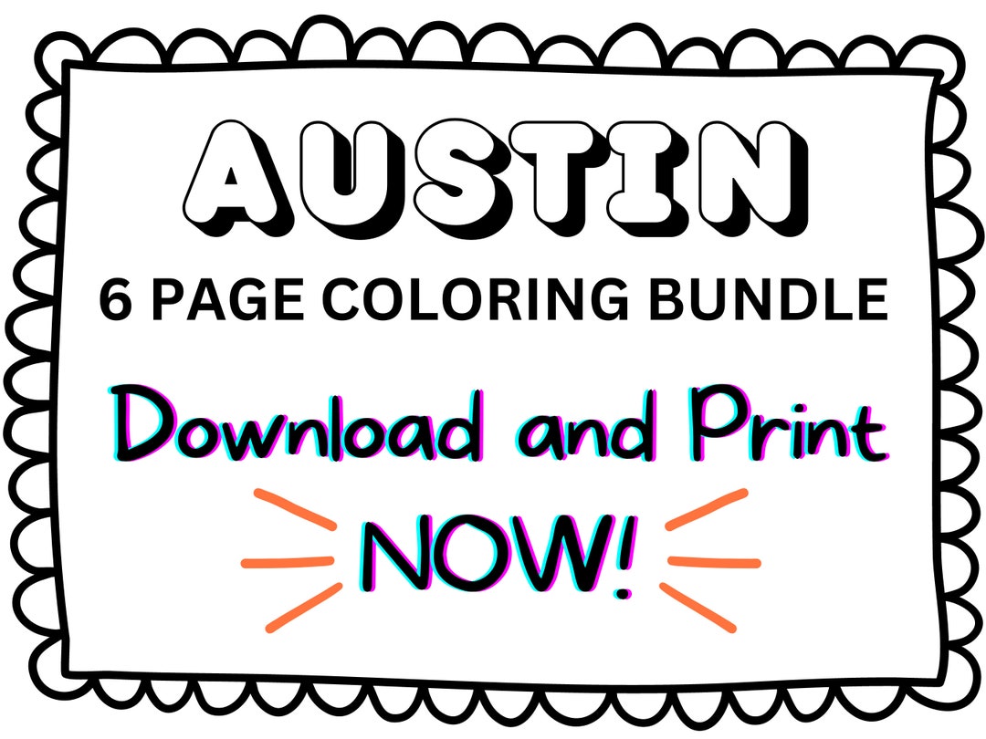 Austin Coloring Page Printable Name Coloring Page, Custom Coloring ...