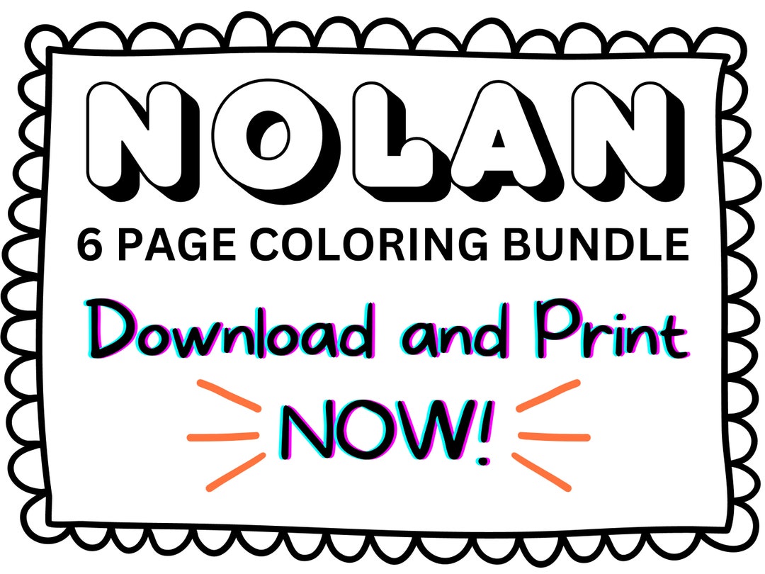 Nolan Coloring Page Printable Name Coloring Page Custom - Etsy