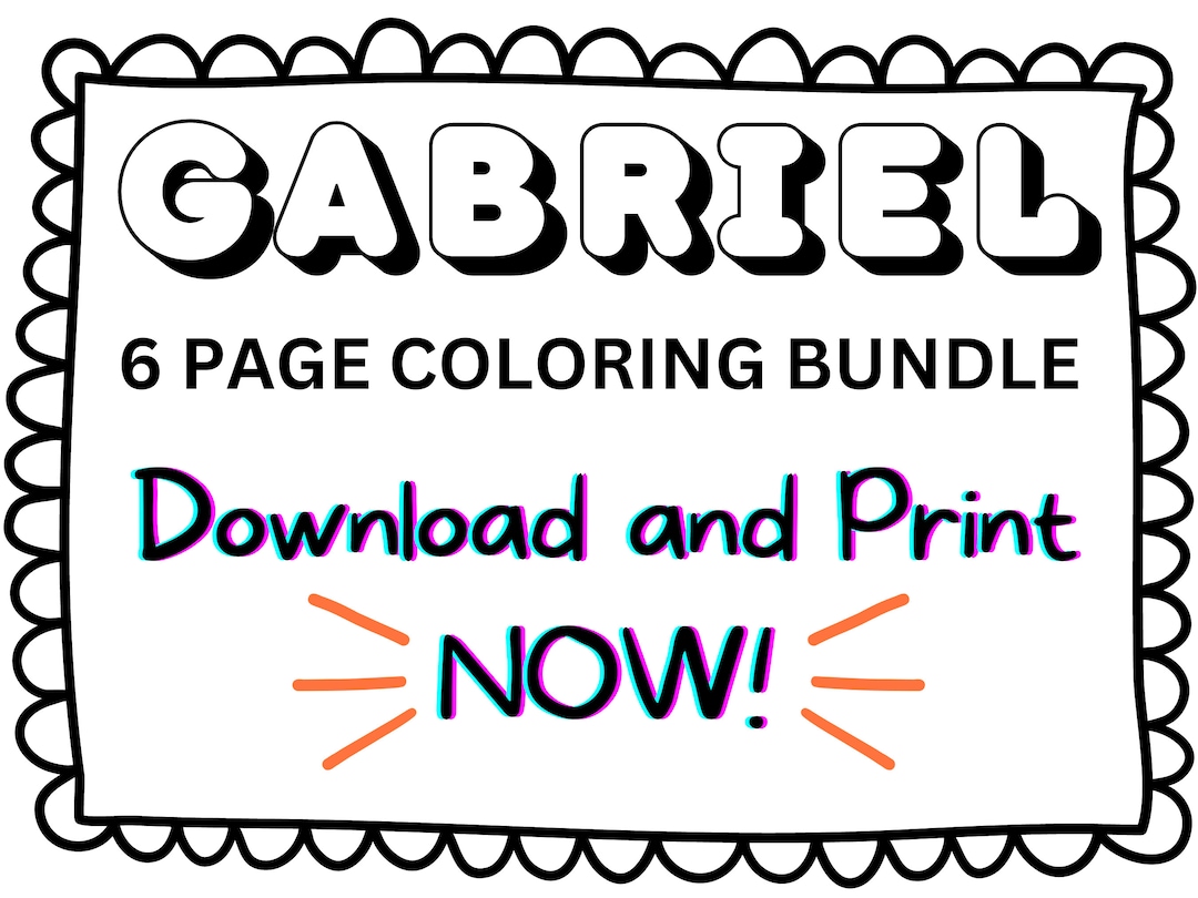 Gabriel Coloring Page Printable Name Coloring Page Custom - Etsy
