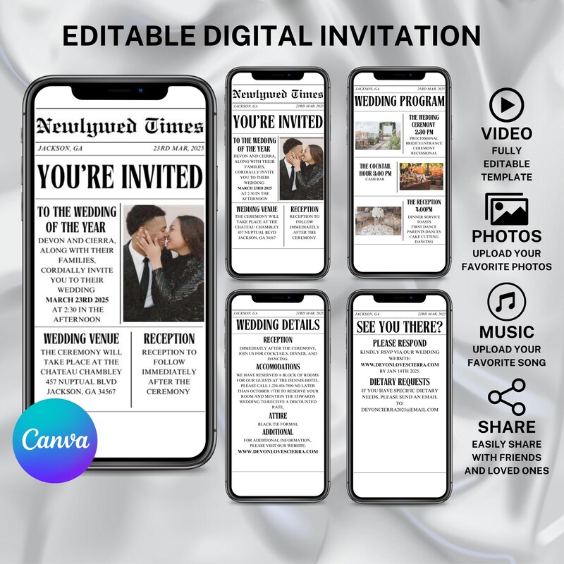 Newspaper Wedding Invitation - Etsy