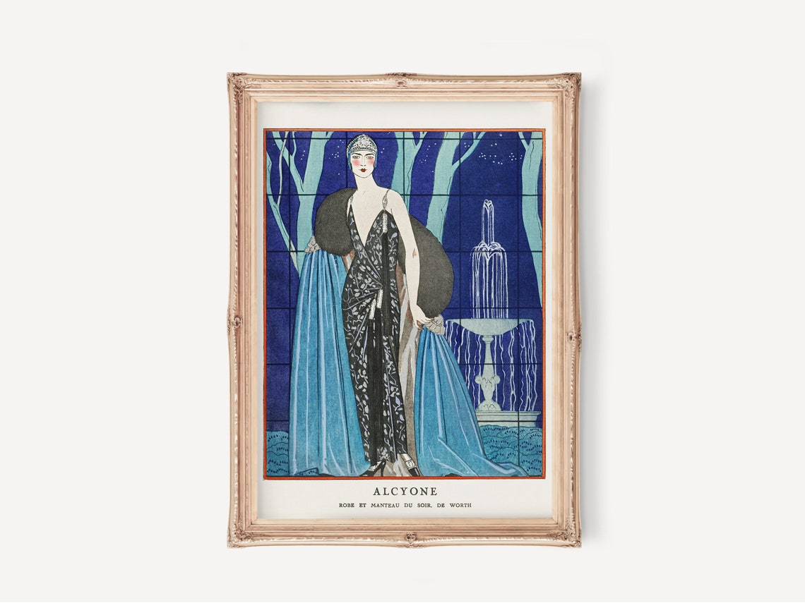 Vintage French Fashion Print, Art Deco Printable, Girly Wall Art ...