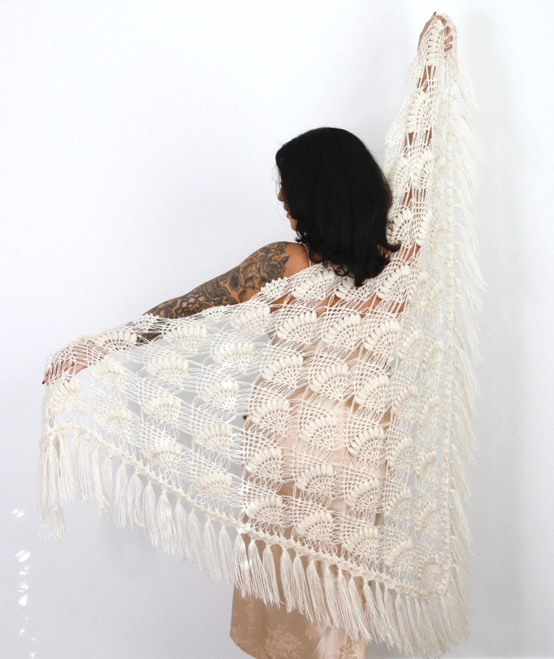 Cream Color Lace Shawl, Bridal Wrap, Bridesmaid Shawl, Evening Shawl ...