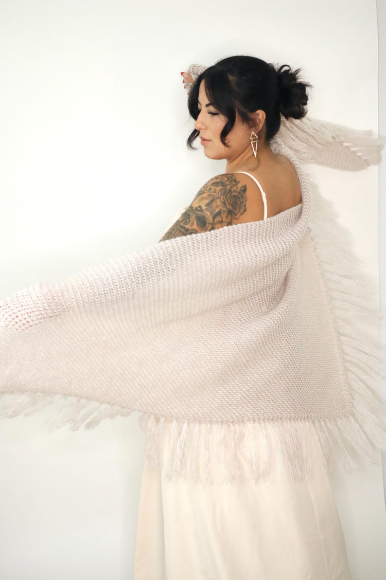 Off White Knit Mohair Bridal Shawl: Winter Wedding Wrap - Etsy