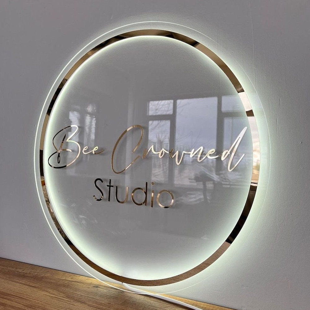 Custom Neon Logo Sign, Personalized Acrylic Sign, Round Acrylic Sign ...