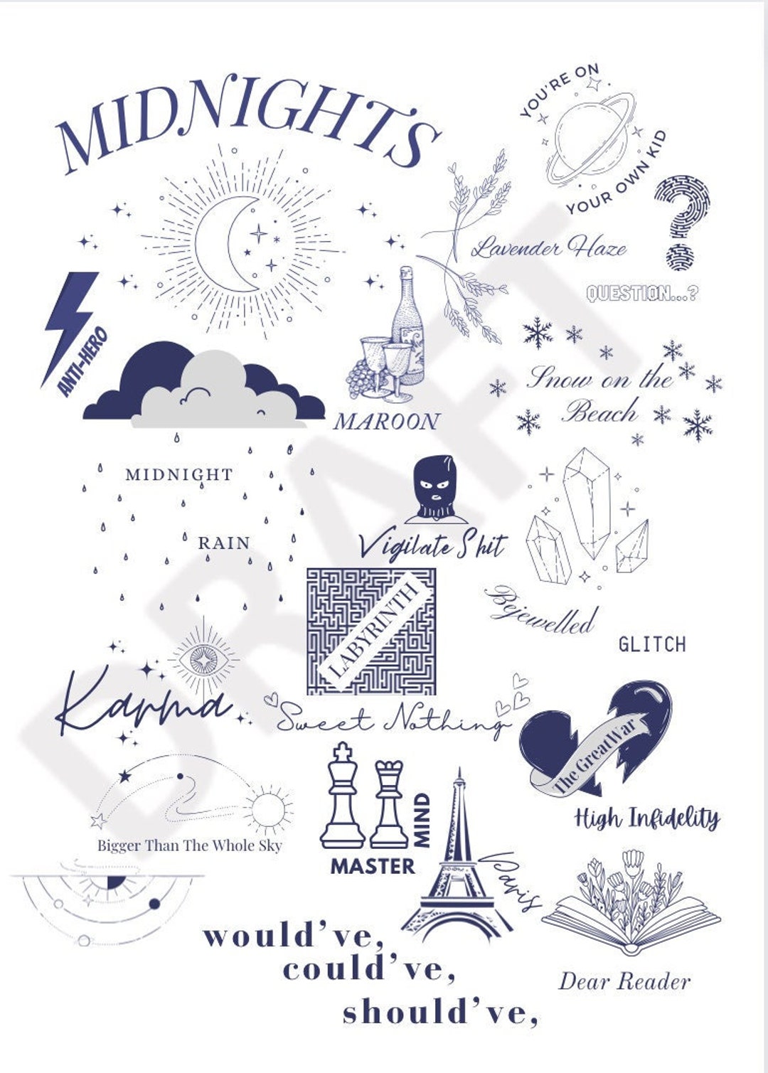 Taylor Swift Midnights Setlist Art Print (PDF) - Etsy