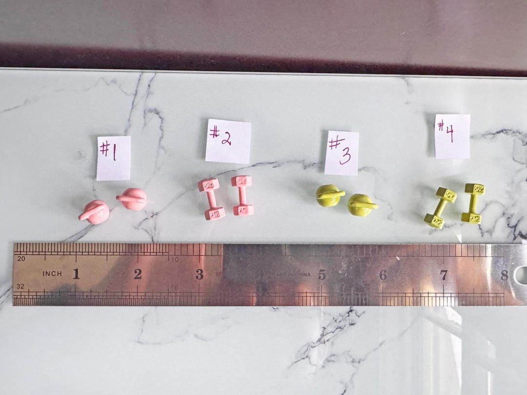 Miniature Weights in Pink, Green, Blue or Silver - Dumbells, Kettle ...