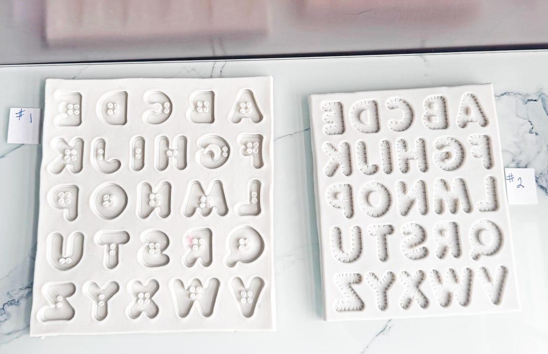 Silicone Alphabet Molds - Stiched Design and Button Design - Etsy