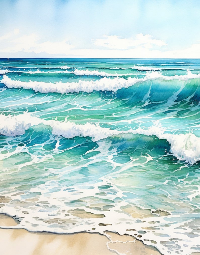 Printable Art, Ocean Shore, Shoreline Art, Coastline, Digital, Wall Art ...