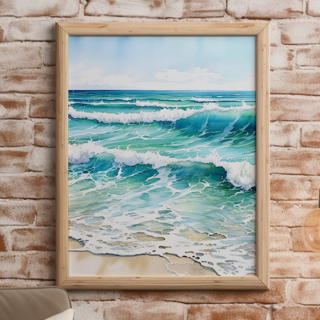 Printable Art, Ocean Shore, Shoreline Art, Coastline, Digital, Wall Art ...