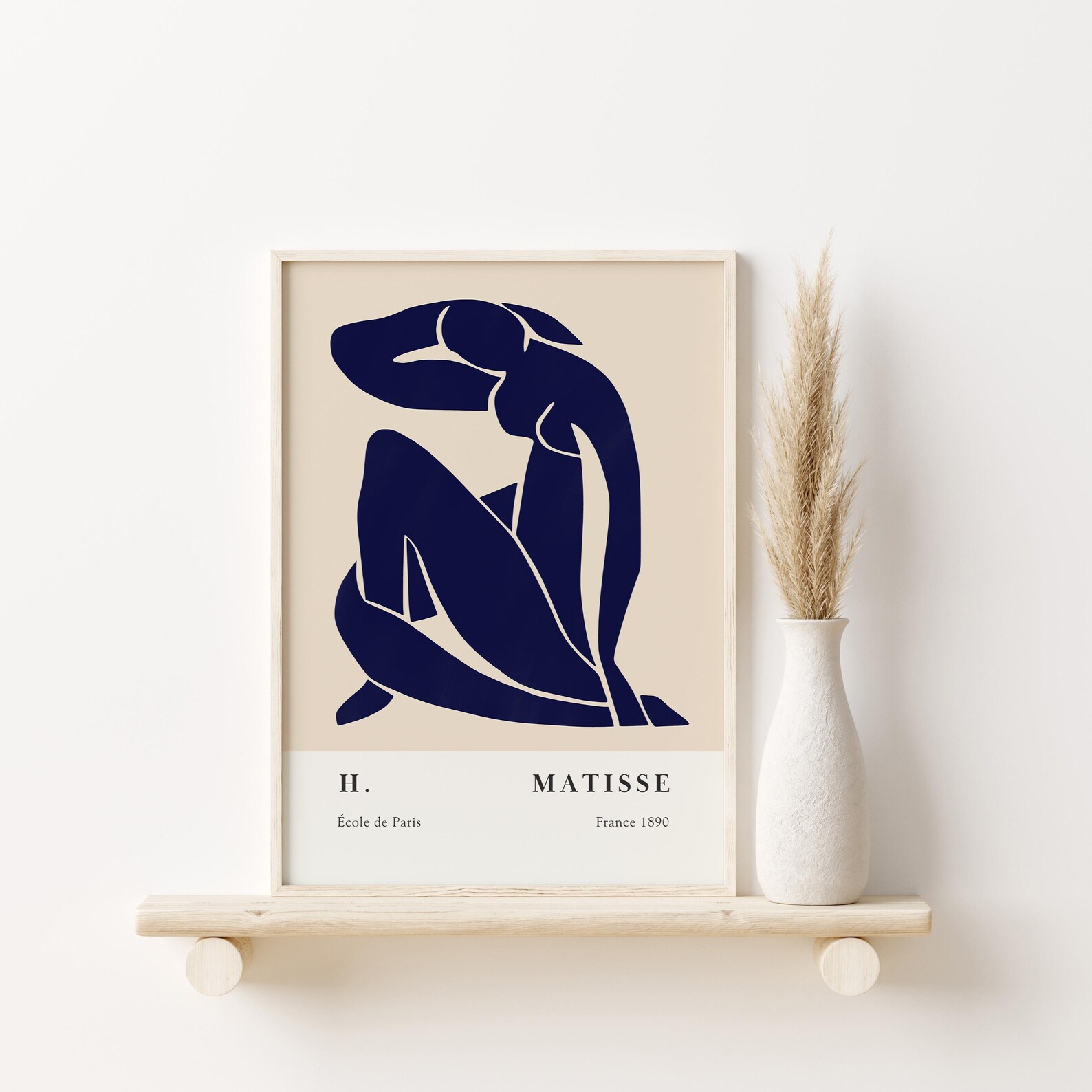 Navy Blue Matisse Woman Wall Art Print, Digital Trendy Living Room ...